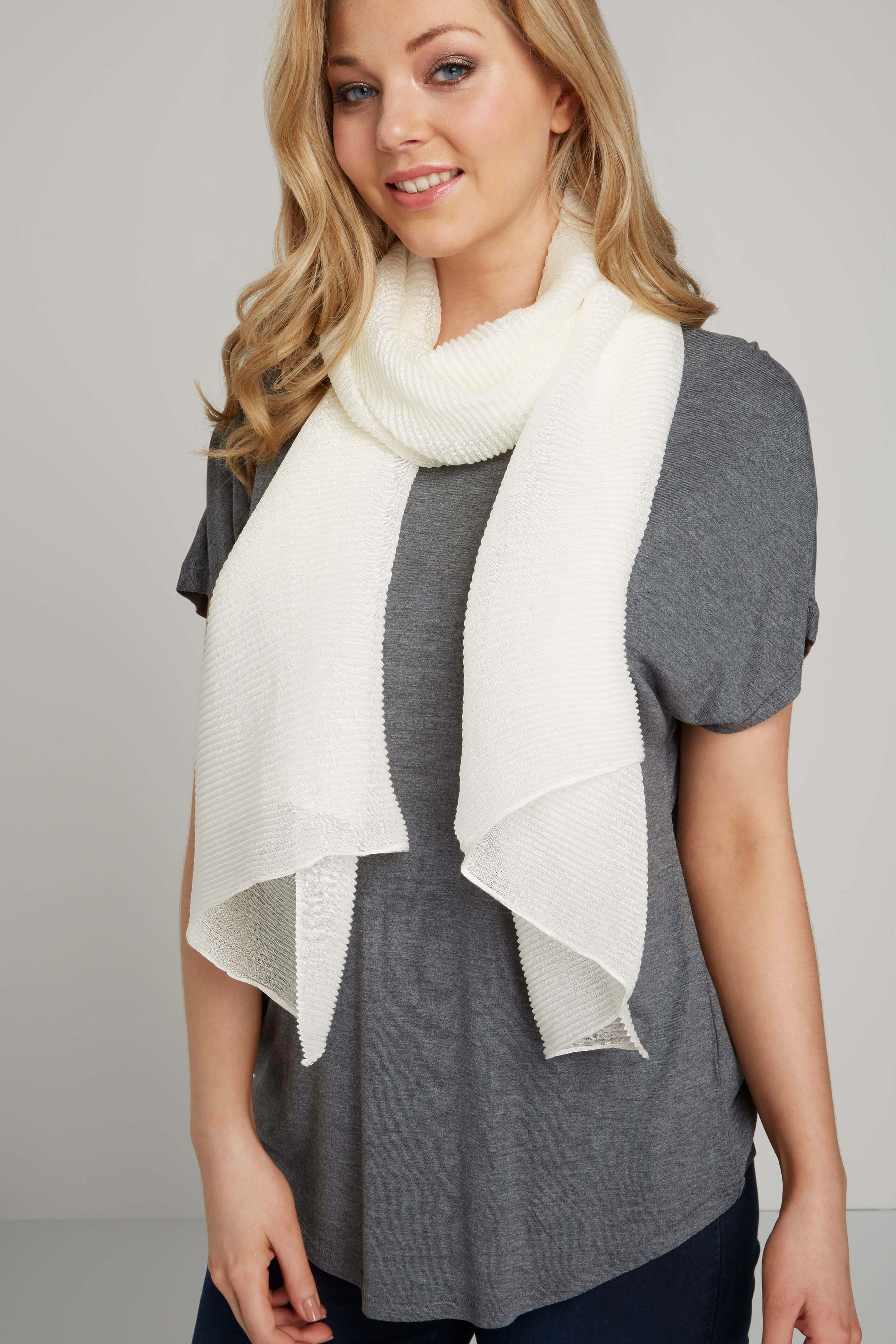 Pleated Scarf in IVORY - Roman Originals UK