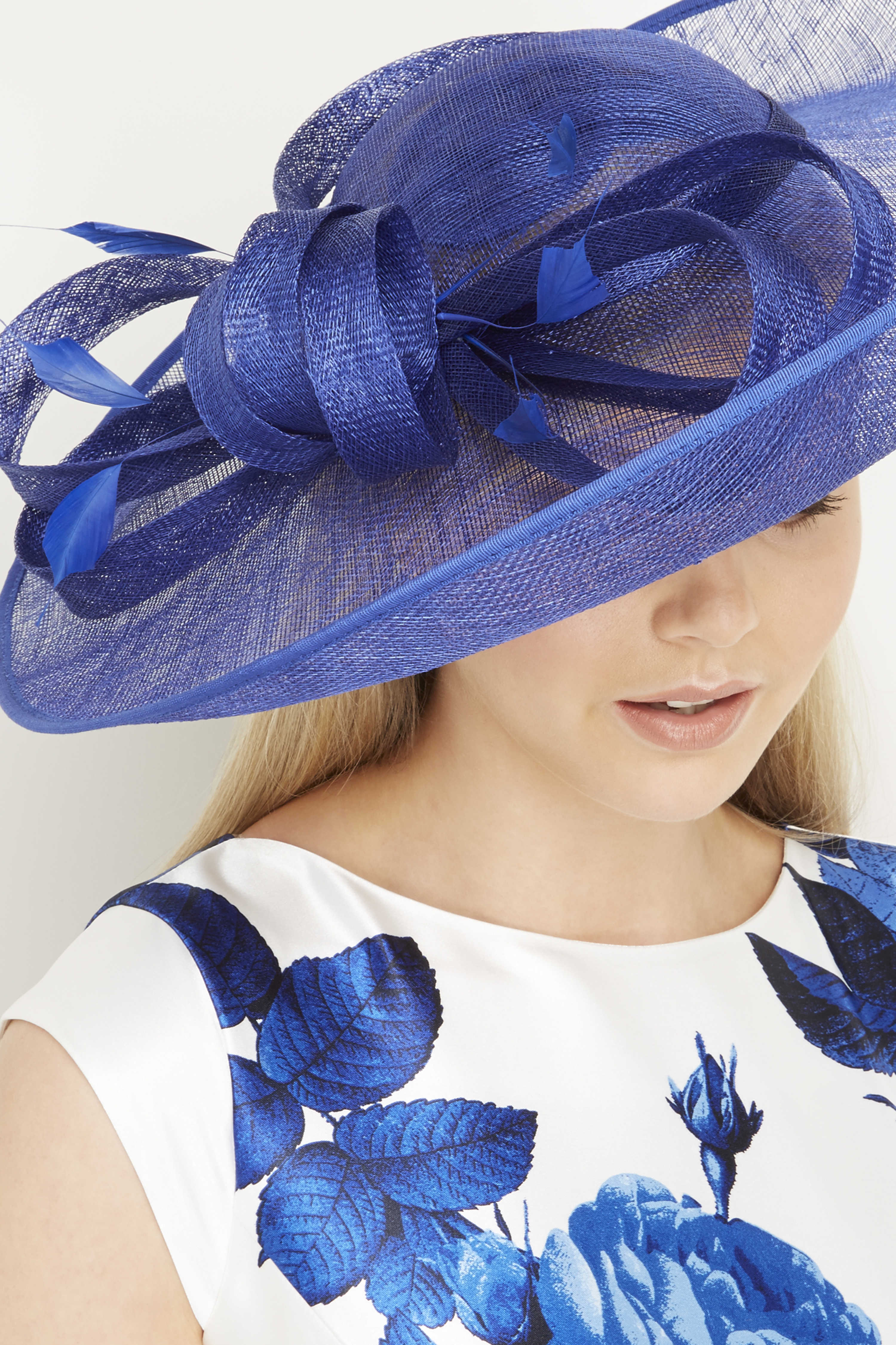 Large Bow Disc Fascinator in ROYAL BLUE - Roman Originals UK