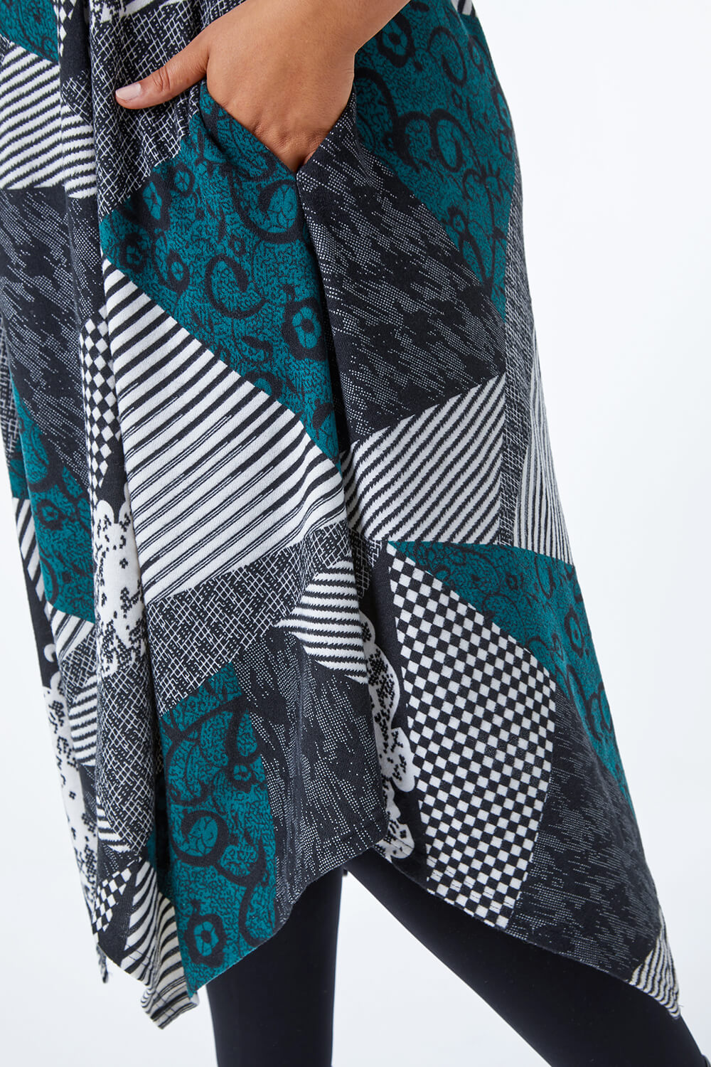 Curve Geometric Tunic Dress in Black - Roman Originals UK