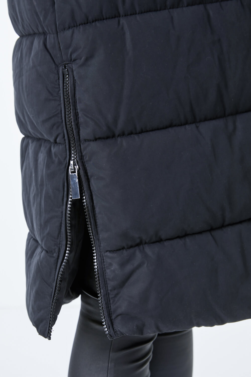 Longline Quilted Borg Neck Gilet in Black - Roman Originals UK