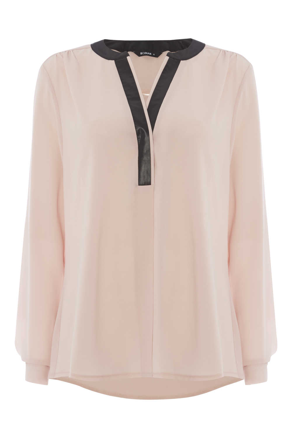 Contrast Placket Blouse in Pink - Roman Originals UK