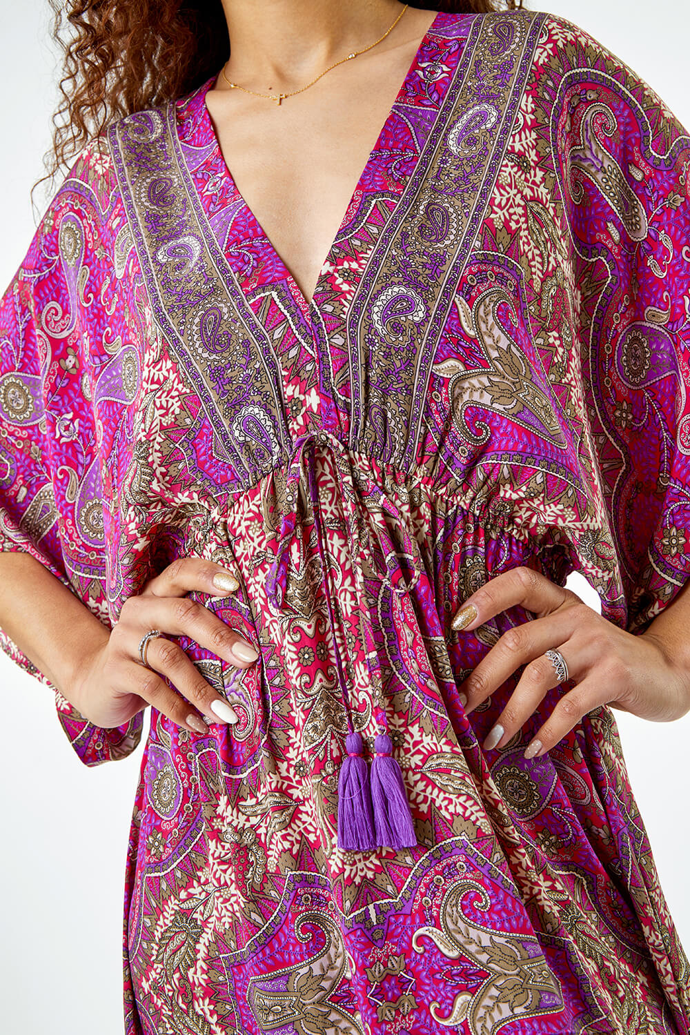 Fuchsia Paisley Print Boho Maxi Dress | Roman UK