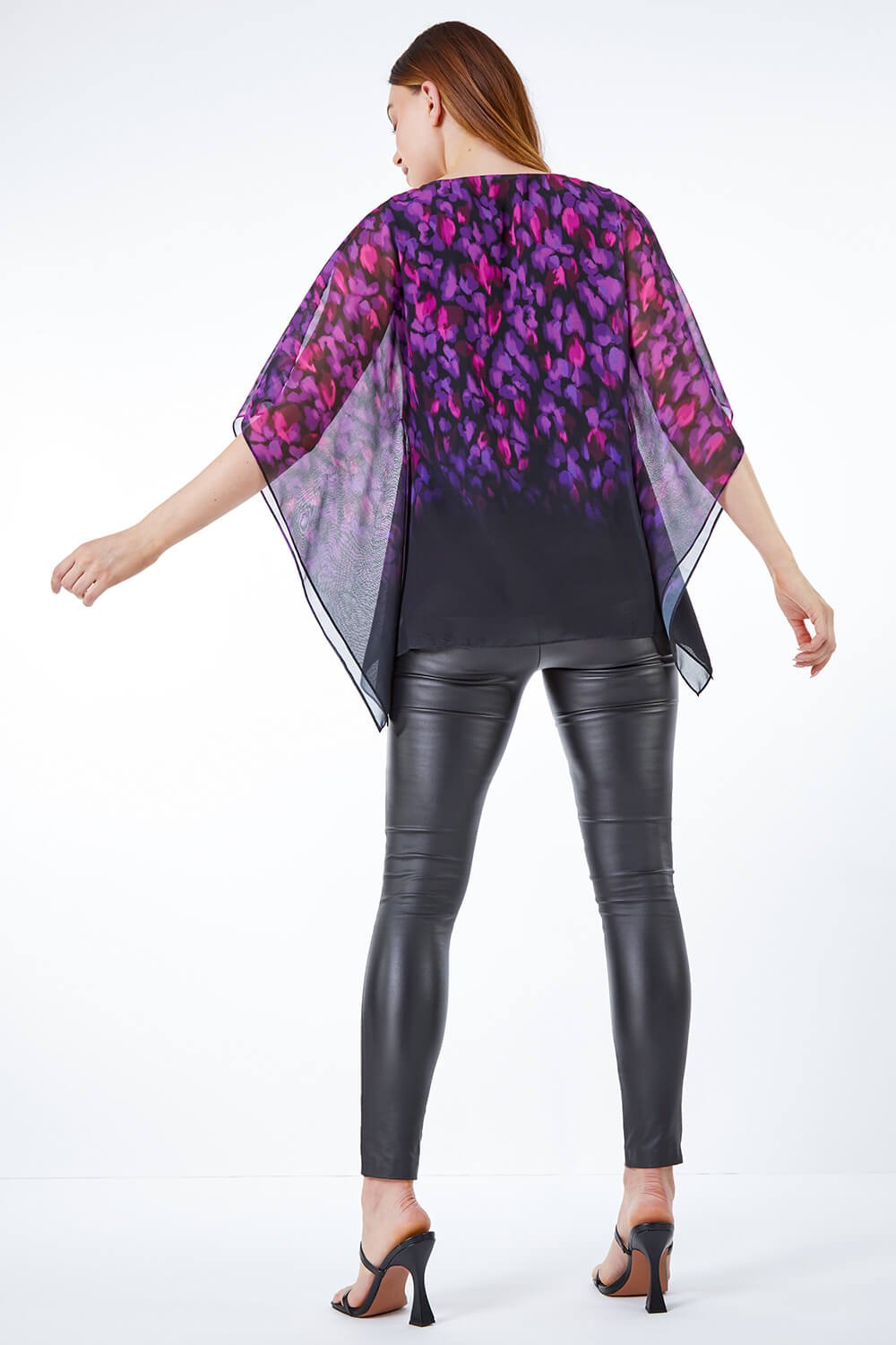 Abstract Chiffon Overlay Top in Purple - Roman Originals UK