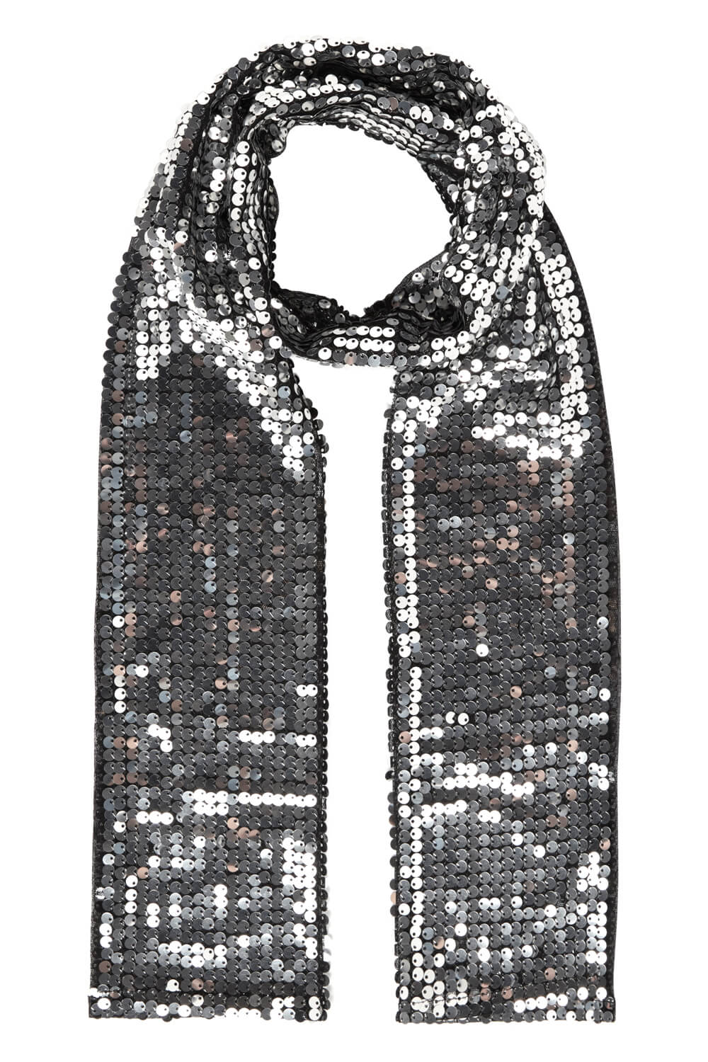 Skinny Sequin Scarf in Silver - Roman Originals UK