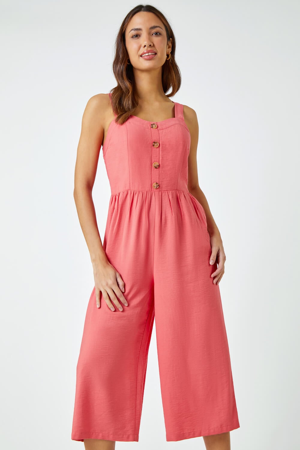 Coral Wide Leg Culotte Jumpsuit | Roman UK