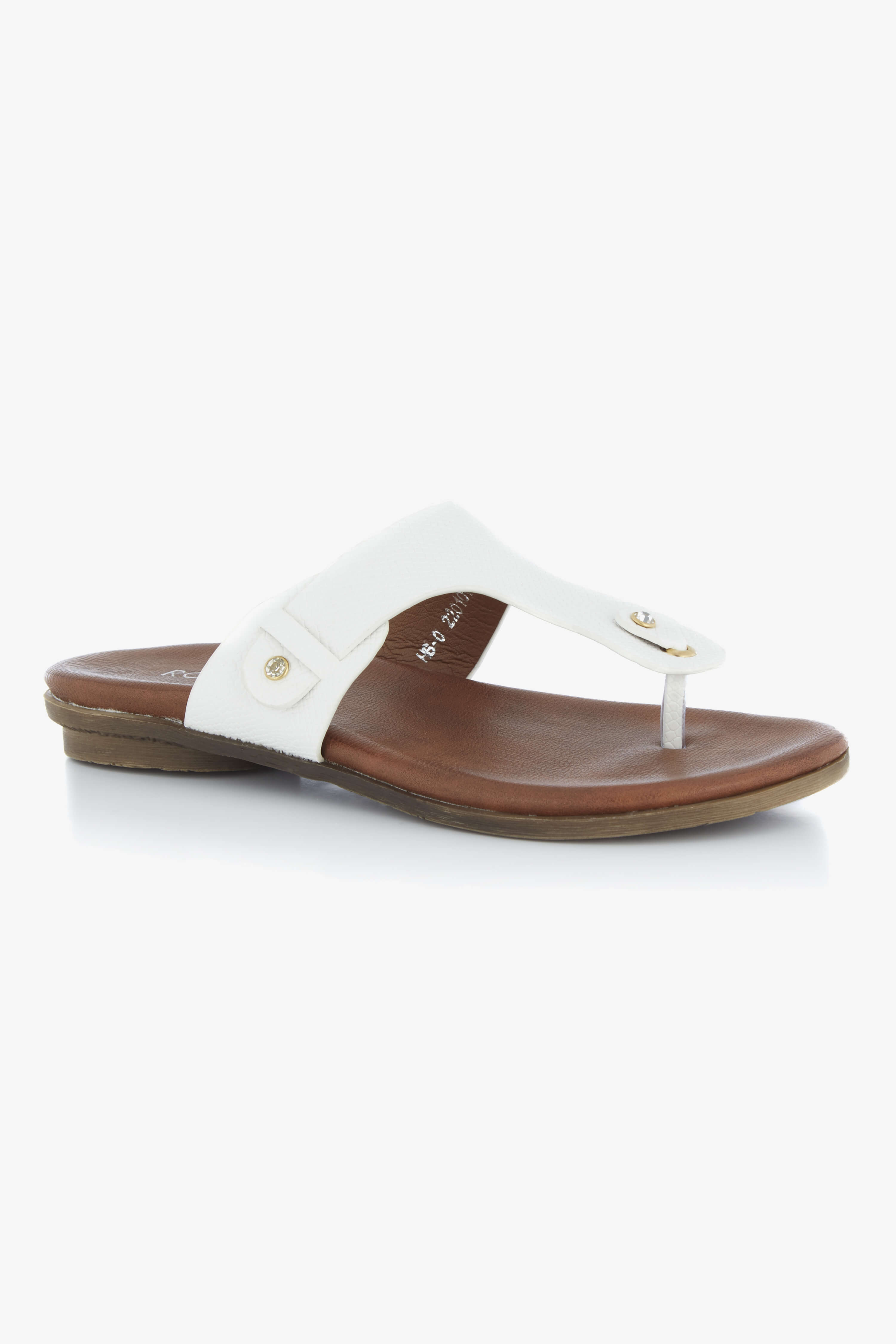 Snake Effect Toe Post Sandals in White - Roman Originals UK