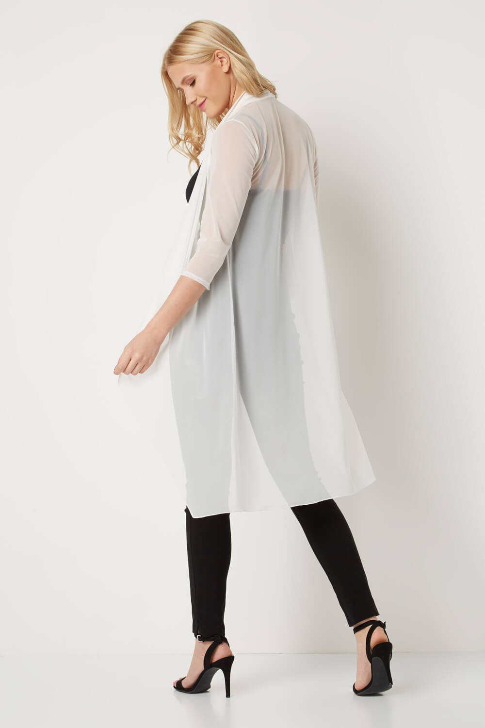 Mesh Longline Jacket in Ivory - Roman Originals UK