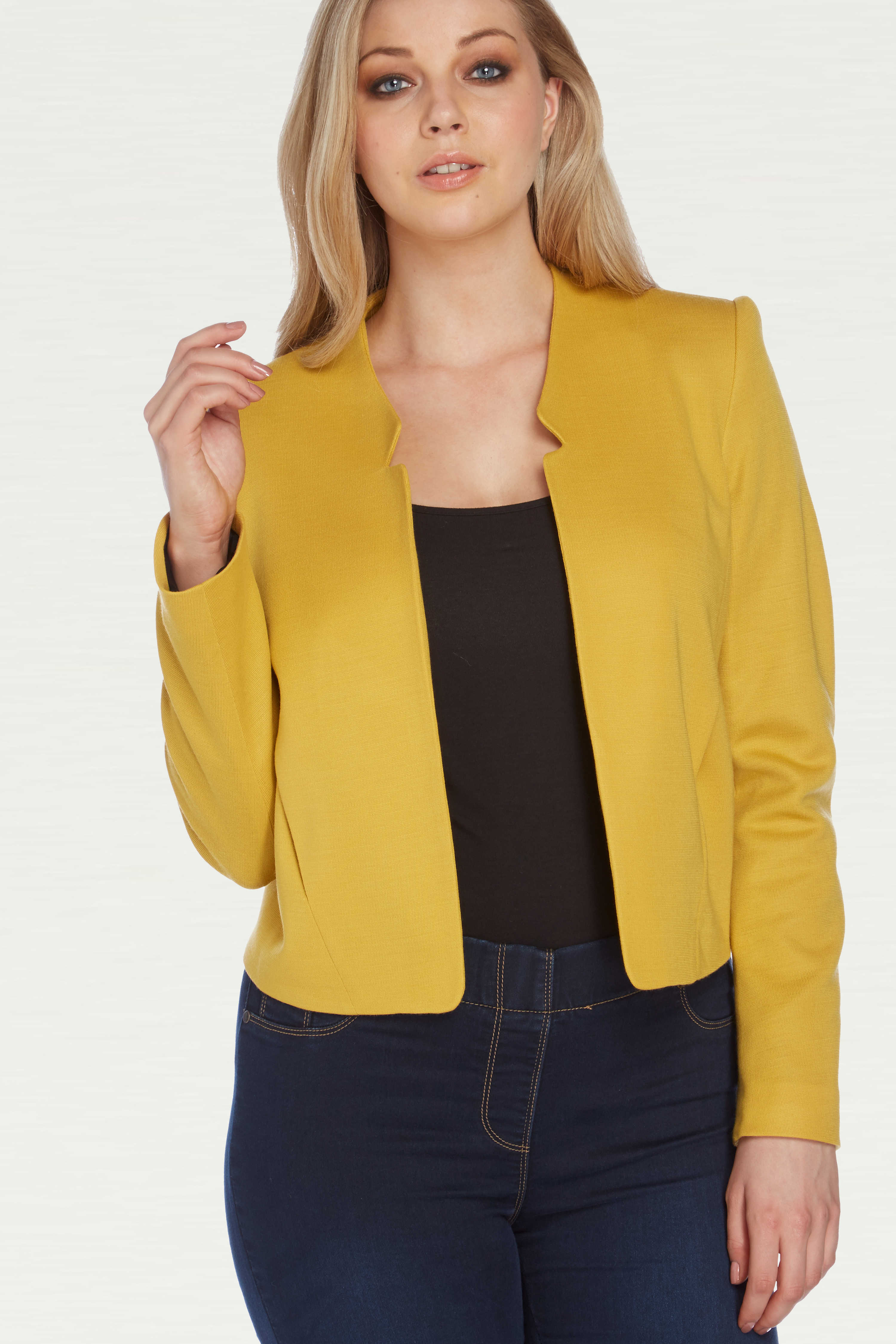 Tailored Notch Neck Jacket in Yellow - Roman Originals UK