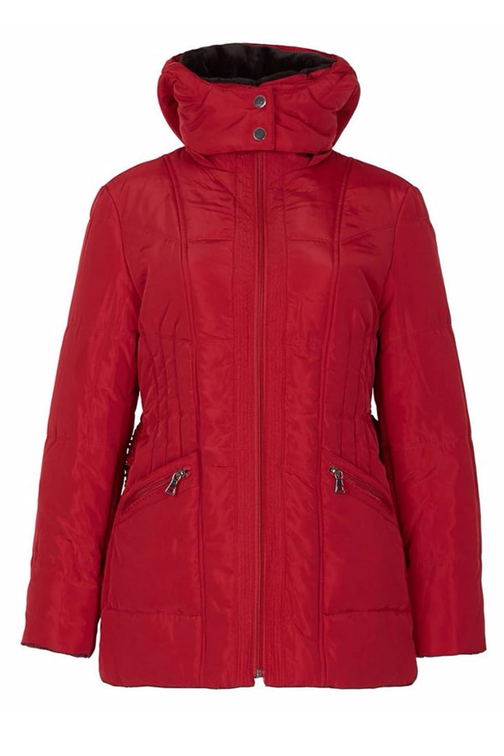 David Barry Ladies Faux Fur Collar Jacket in Red - Roman Originals UK