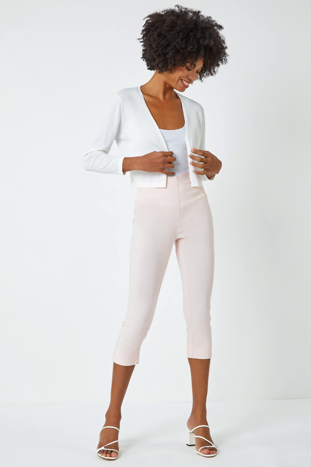 Cropped Knitted Shrug in Ivory - Roman Originals UK