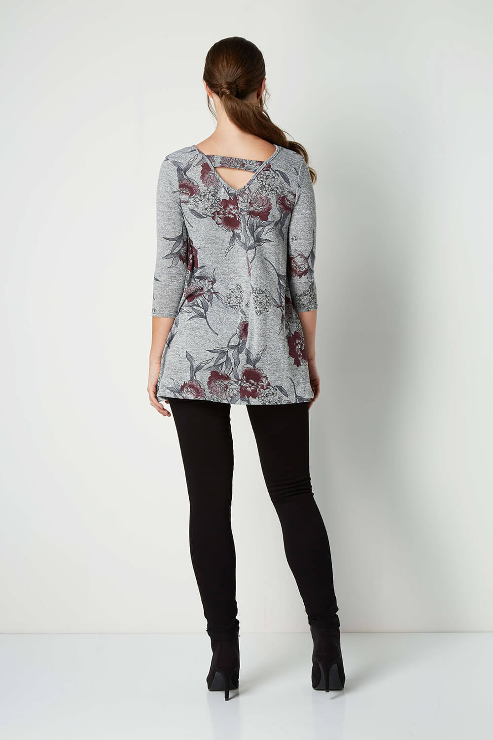 Floral Print Tunic in Grey - Roman Originals UK