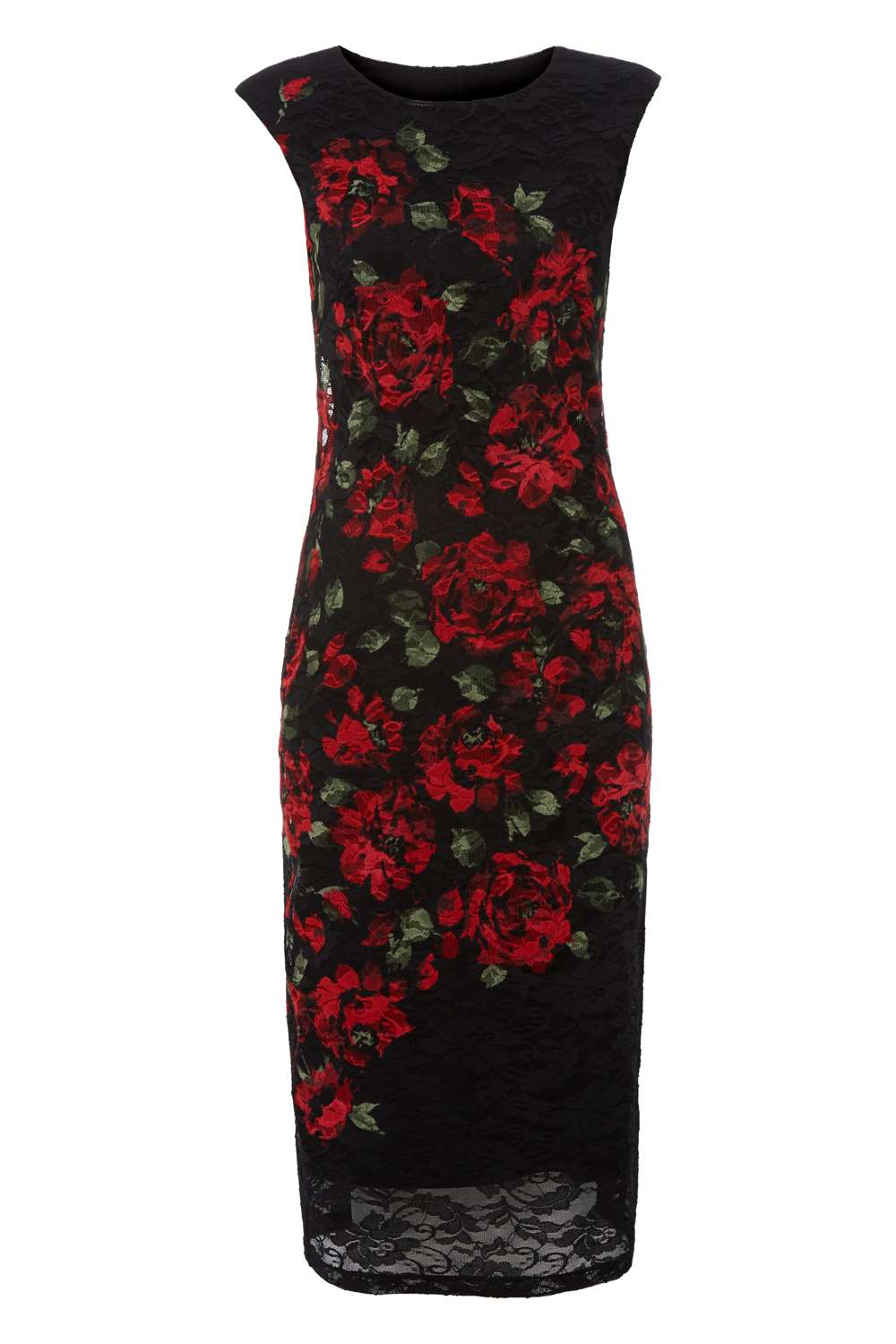 Rose Floral Lace Dress in Red - Roman Originals UK