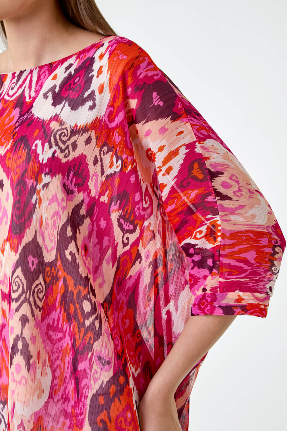 Pink Aztec Print Chiffon Overlay Top | Roman UK
